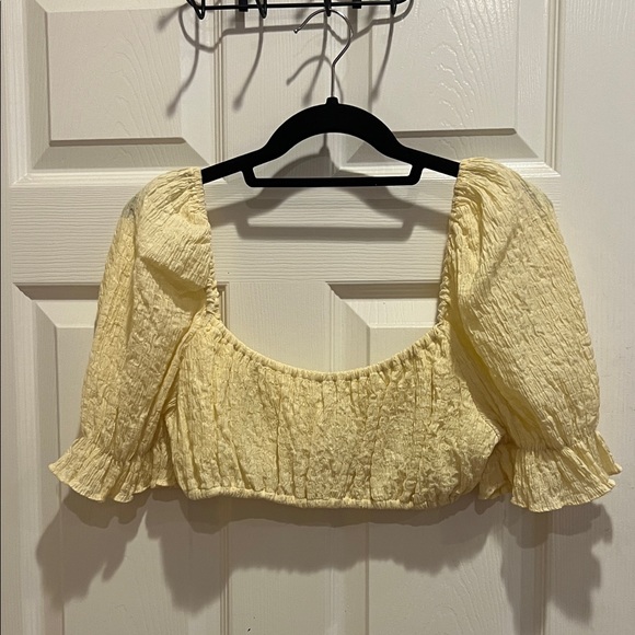 emory park | Tops | Emory Park Light Yellow Puff Sleeve Crop Top | Poshmark
